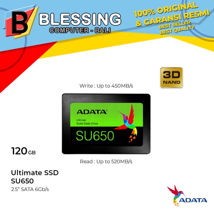 Jual SSD ADATA ULTIMATE SU650 120GB 2.5 inch SATA 6Gb/s ASU650SS-120GT ...
