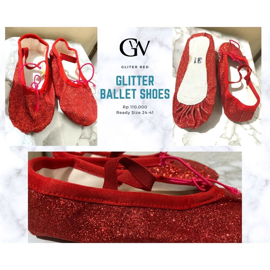 Jual Glitter Ballet Shoes/Sepatu Ballet Glitter Warna Merah anak-anak ...