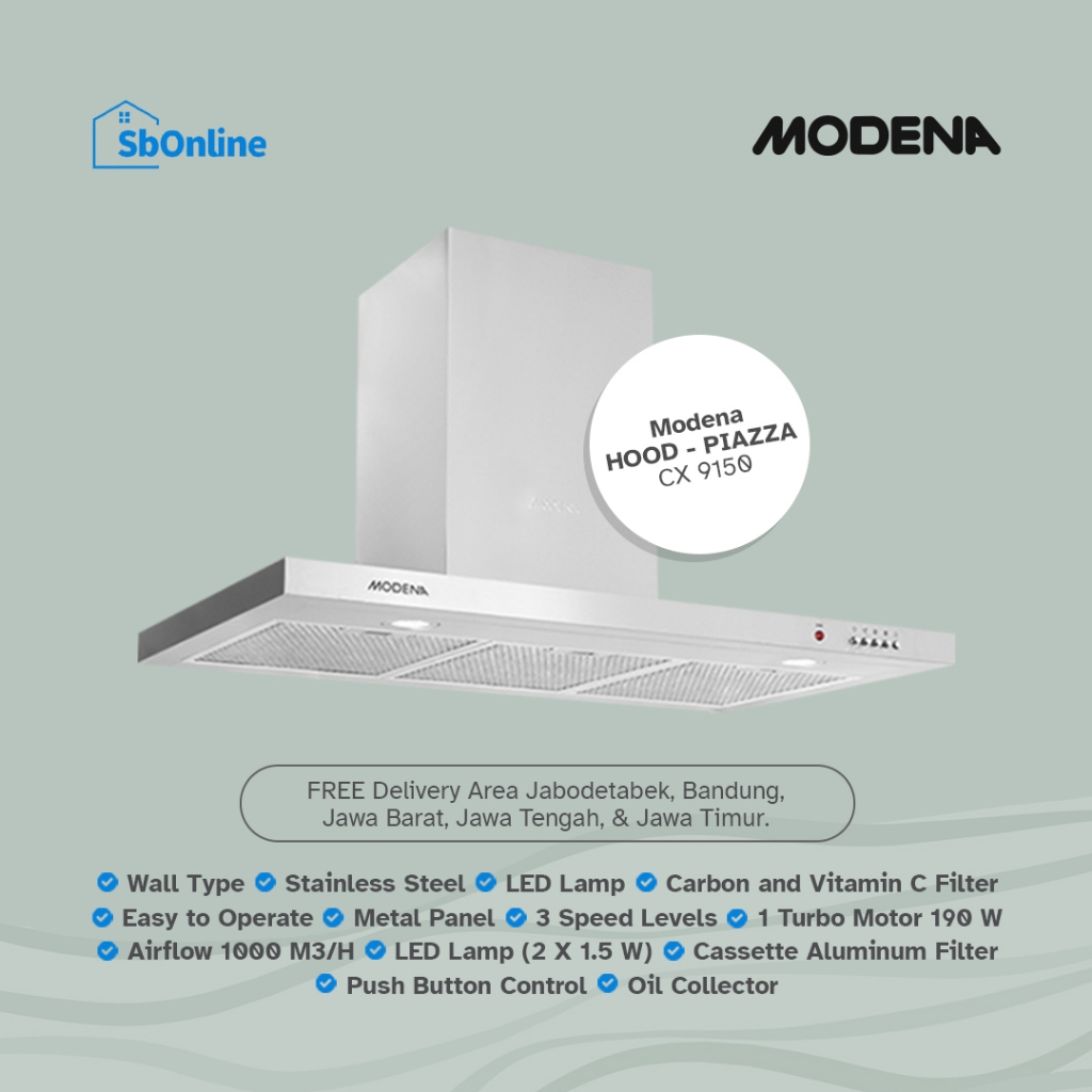 Jual Chimney Exhaust Cooker Hood Modena CX 9150 (90cm) Harga Pabrik ...