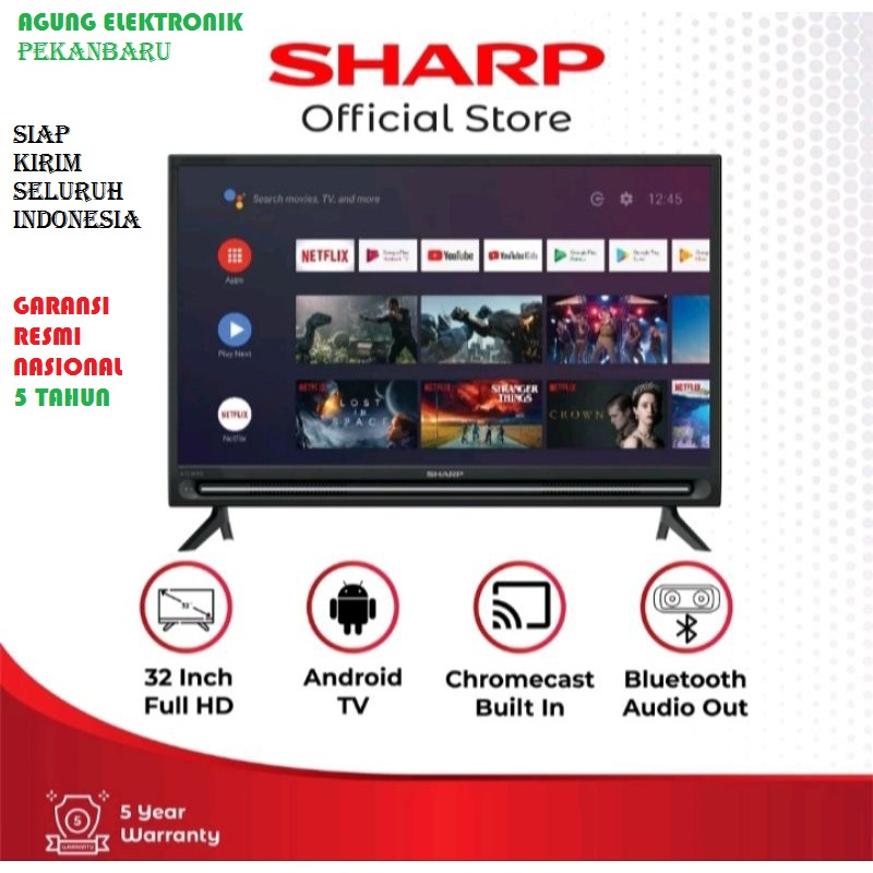 Jual TV LED SHARP 32 INCH ANDROID TV 2T C32 EG1I | Shopee Indonesia