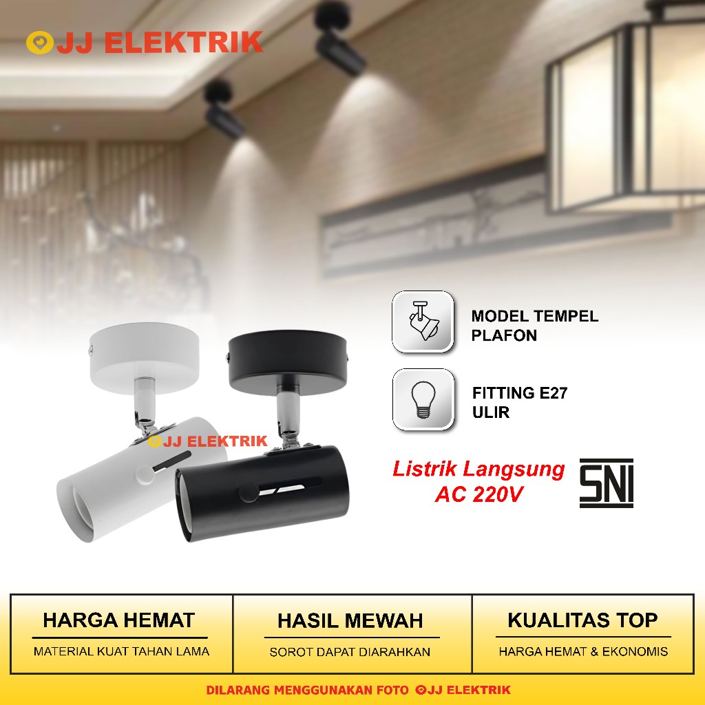 Jual Kap Lampu Tempel Plafon Sorot E27 Body Besi Fitting Keramik ...