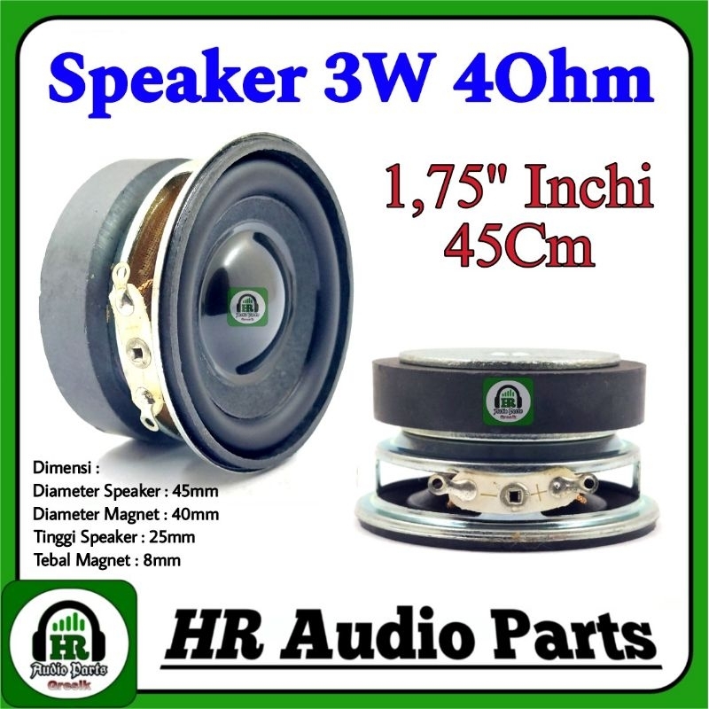Jual Speaker 1.75" 45mm Full-range 3W 4R 3Watt 4Ohm For Mini Amplifier Magnet Besar 40mm ...