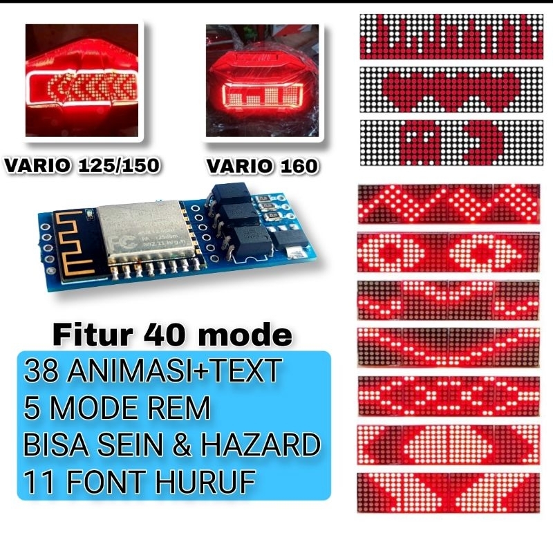 Jual CONTROLLER STOPLAMP LED DOT MATRIX MAX7219 VARIO AEROX NMAX BEAT ...