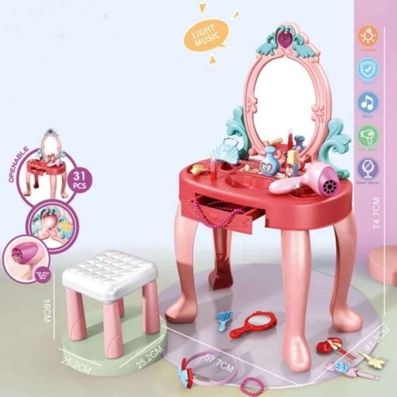 Jual mainan meja rias anak simulation dressing table cermin lampu suara ...