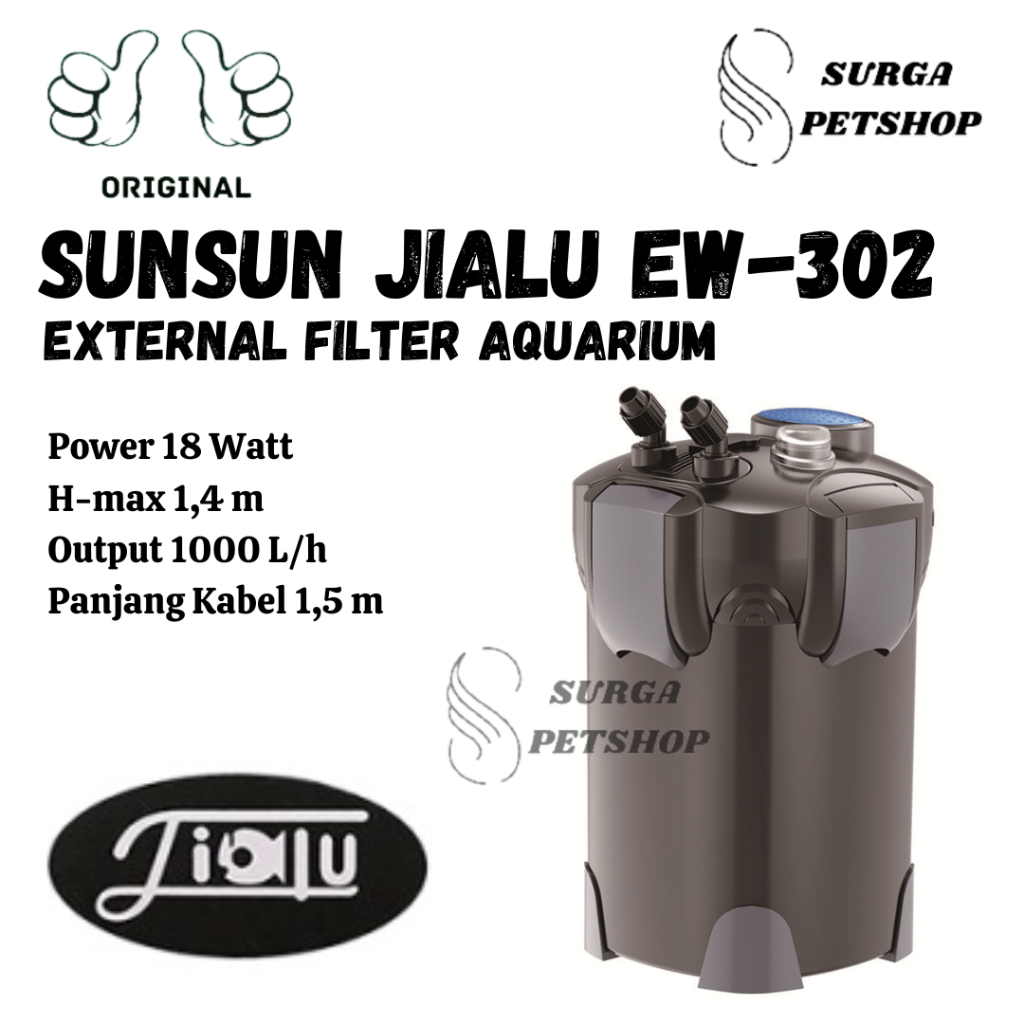 Jual SUNSUN JIALU EW 302 Eksternal Filter Akuarium Kolam Ikan Canister EW302 Pompa Penyaring ...