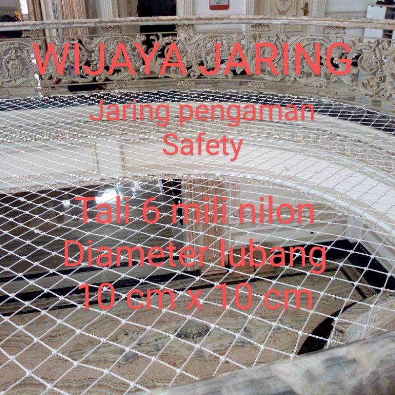 Jual jaring pengaman safety net bahan tali 6 mili nilon lubang 10cm x ...