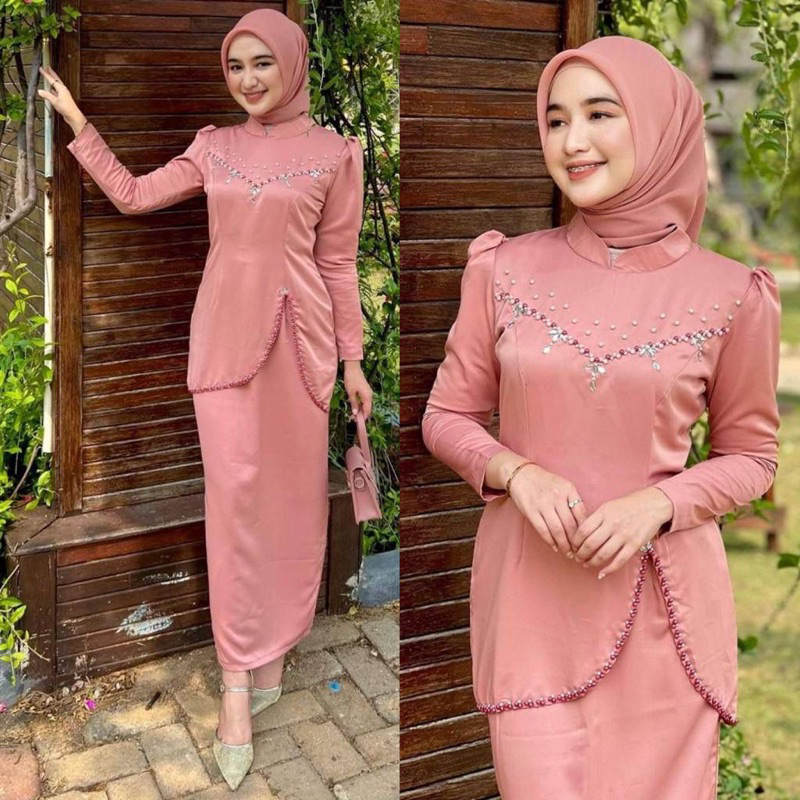 Jual Oneset Felicya Baju Kurung Melayu Dress Pesta Setelan Wanita Kekinian Full Payet 2024 ...