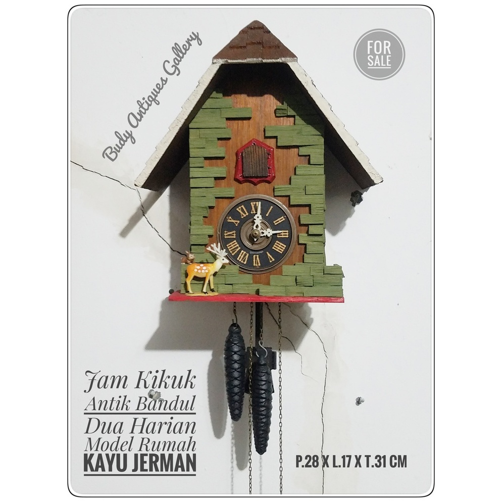 Jual Jam Kikuk Antik Bandul Dua Harian Model Rumah Kayu Buatan Jerman ...