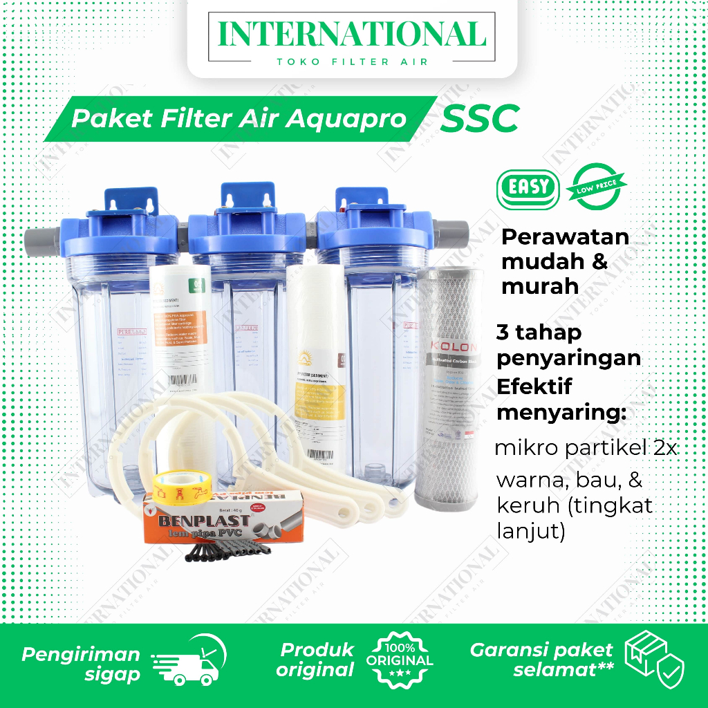 Jual Paket Housing Filter Air Karbon Aktif 3 Tahap 10 inch / Filter Air ...