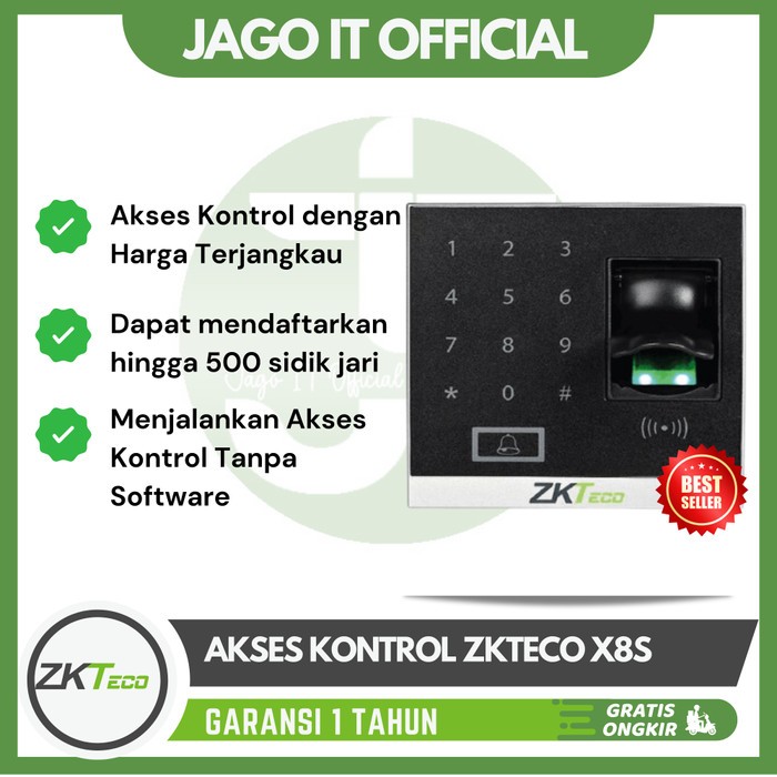 Jual Mesin Akses Kontrol Sidik Jari ZKTeco X8S Fingerprint dan Kartu RFID | Shopee Indonesia