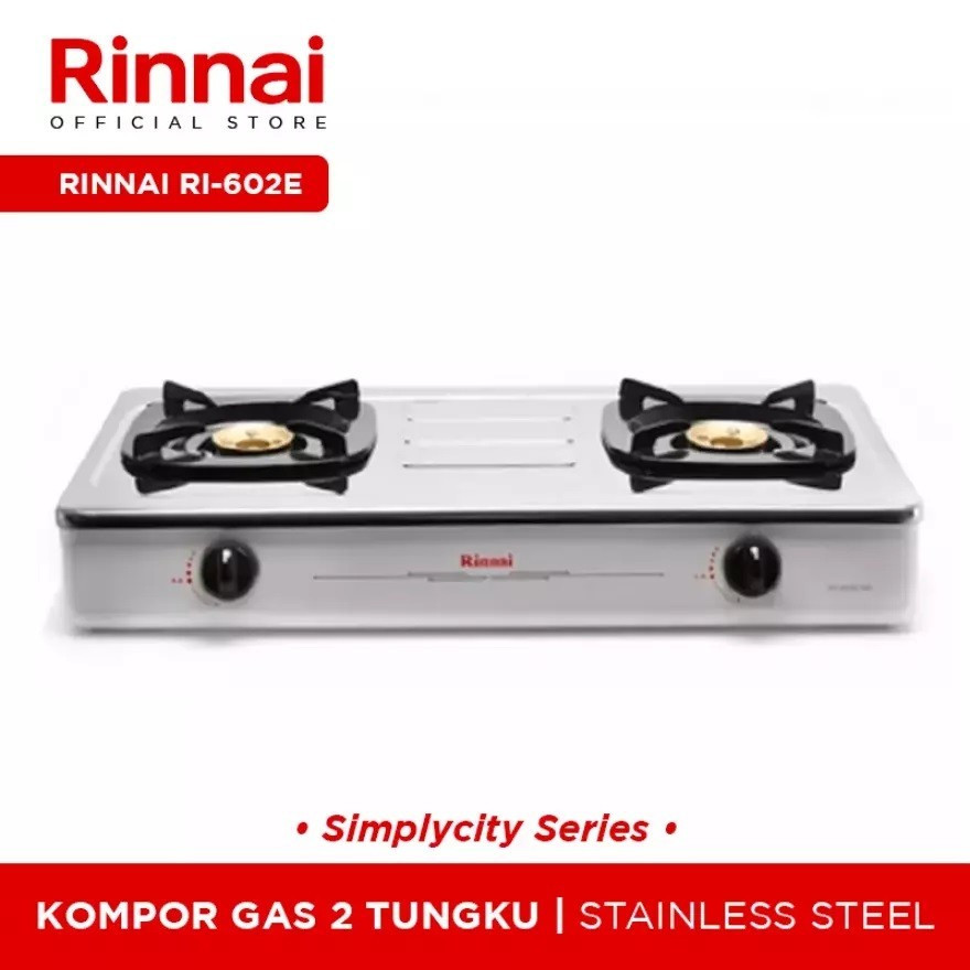 Jual Rinnai RI-602E Kompor Gas 2 Tungku Stainless Steel (White) Garansi Resmi | Shopee Indonesia