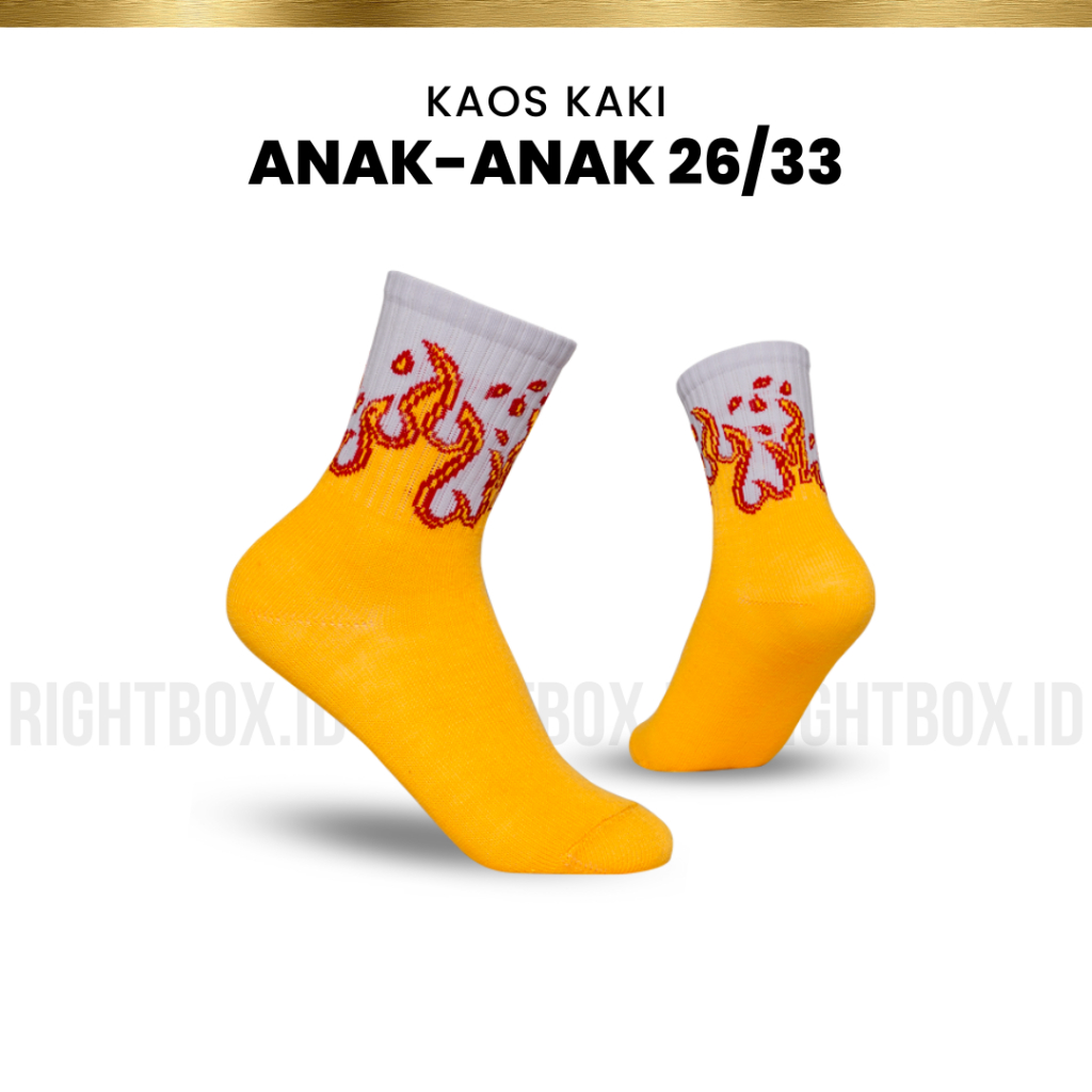 Jual Rightbox ID, Kaos Kaki Anak Motif Oldschool Api, Ukuran TK s/d SD ...