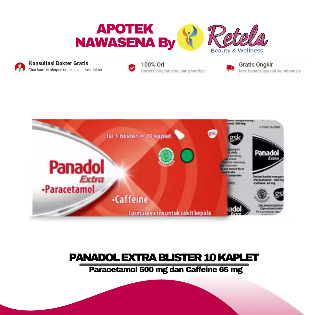 Jual PANADOL EXTRA 1 BLISTER 10 KAPLET / PARACETAMOL / SAKIT KEPALA / SAKIT GIGI | Shopee Indonesia