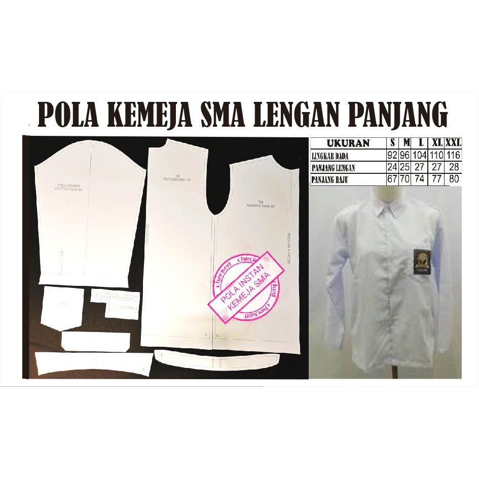 Jual pola baju KEMEJA SMA pola jahit SERAGAM SEKOLAH SMA POLA INSTAN 1 SIZE | Shopee Indonesia