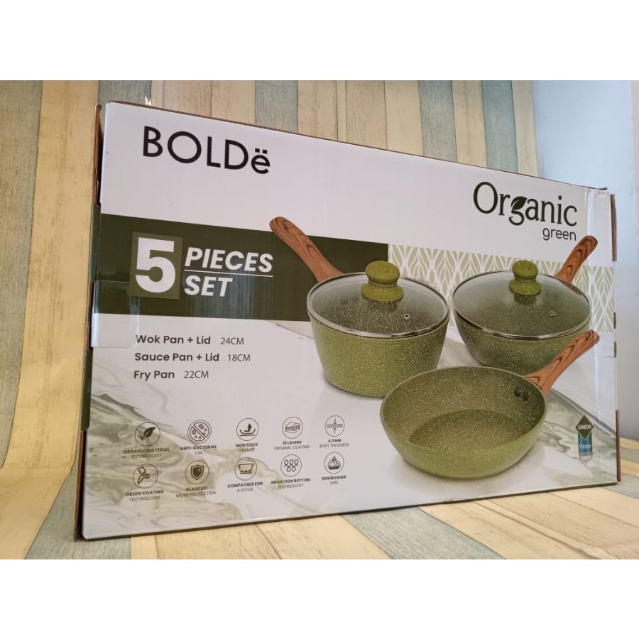 Jual BOLDe Organic Green Pan Set Panci Set 5 Pcs Hijau Hadiah Buat Mama ...