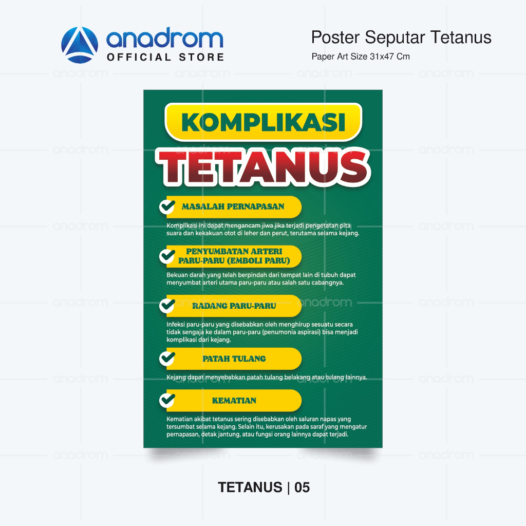 Jual Poster Apa Penyebab Tetanus | Poster Promosi Kesehatan | Anadrom ...