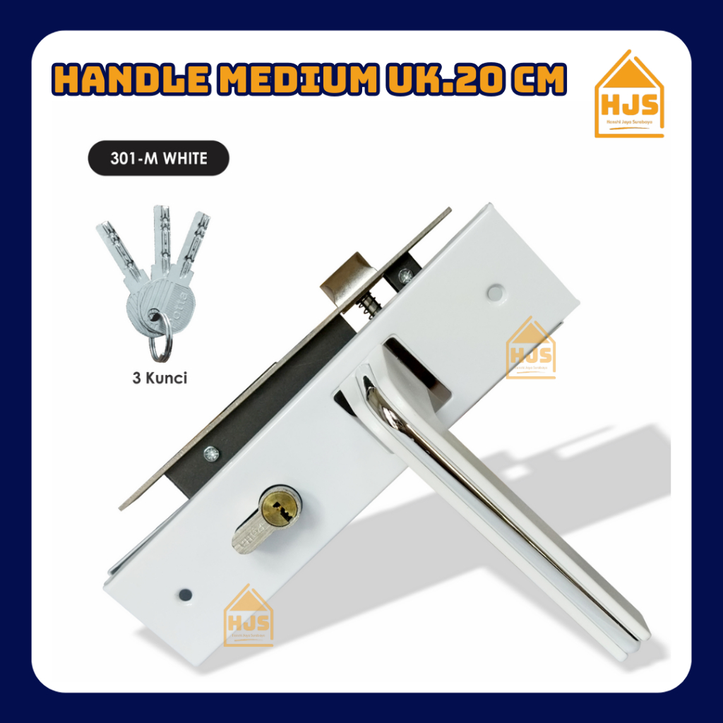 Jual Gagang Kunci Pintu PUTIH / Handle Pintu Komplit Ukuran Tanggung ...