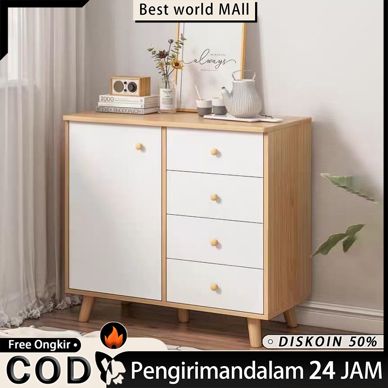 Jual Lemari kayu/Laci Kabinet/4 lapisan dan 5 laci/Rak Kayu Anti Debu ...