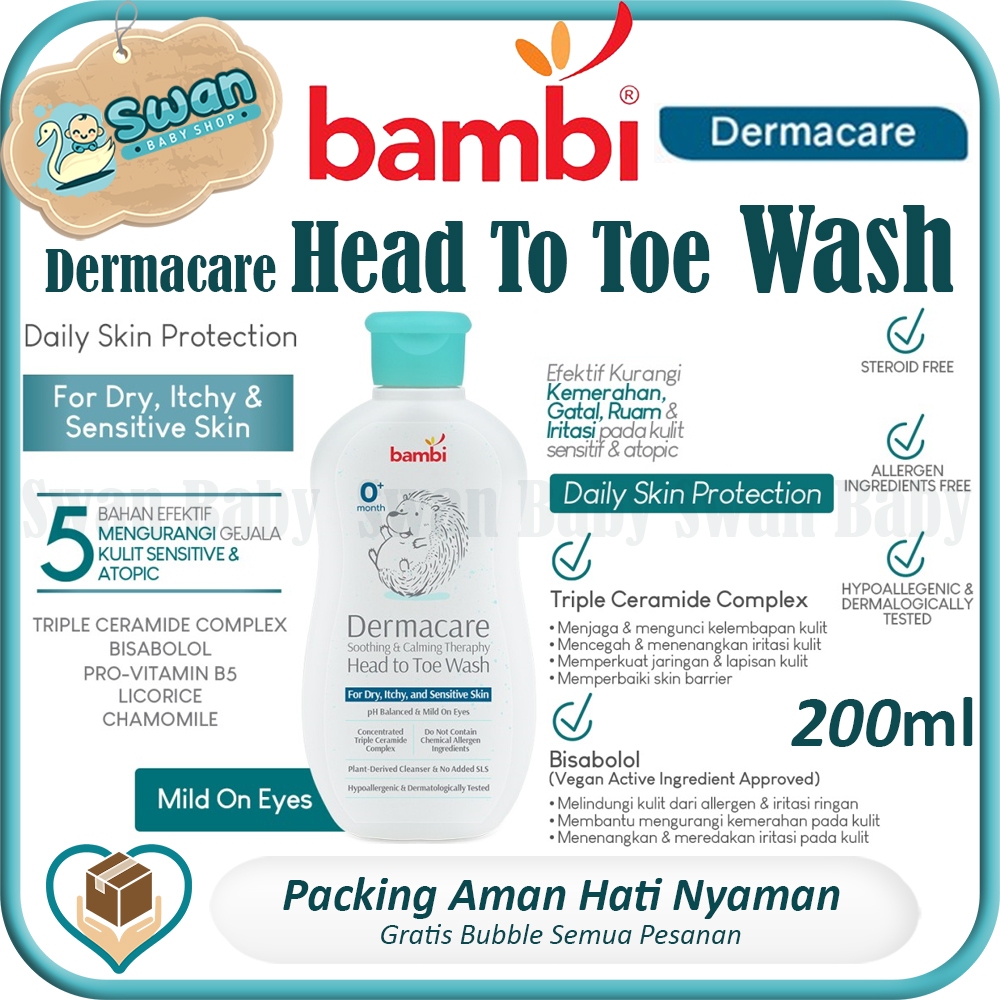Jual Bambi Baby Dermacare Soothing & Calming Head To Toe Wash 200ml ...