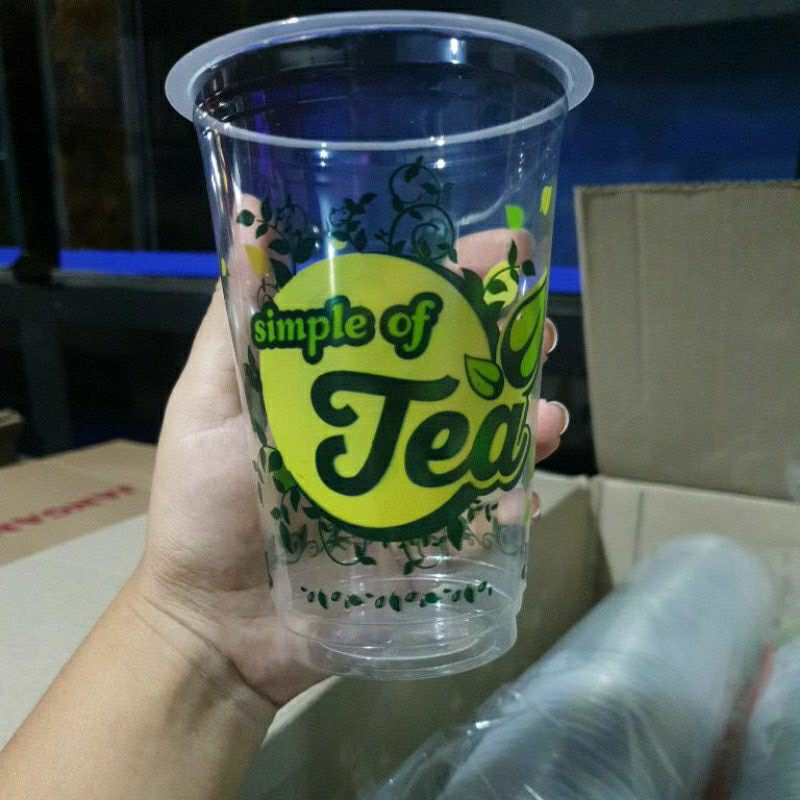 Jual Gelas plastik ice tea cup simple of tea es 16oZ gelas bergambar ...