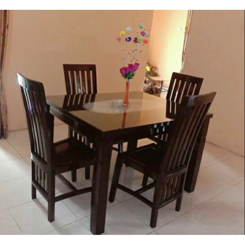 Jual MEJA MAKAN MINIMALIS 4 KURSI MEJA MAKAN KAYU JATI ASLI MEJA MAKAN CAFE RESTORAN RUMAH MAKAN ...