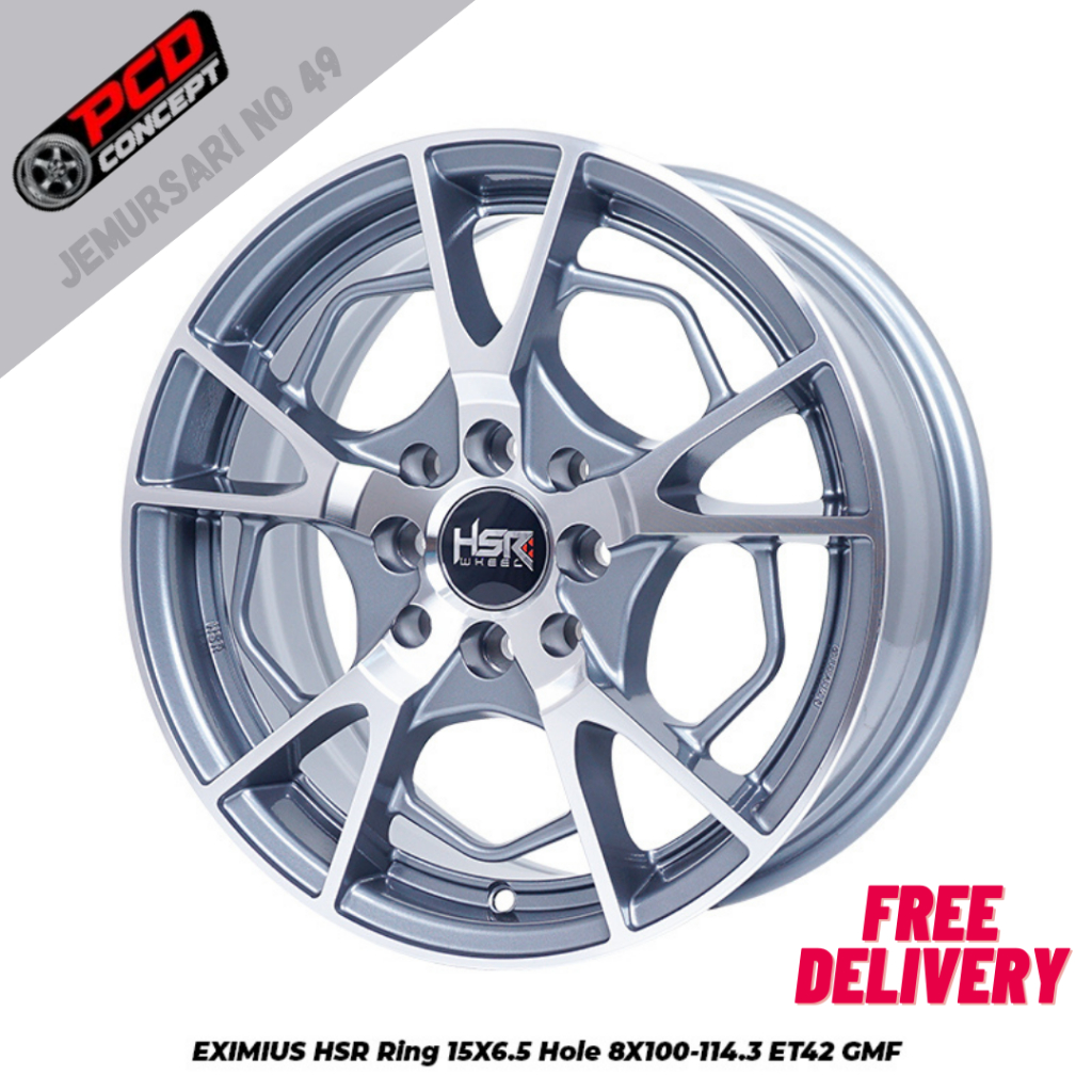 Jual EXIMIUS RING 15 LEBAR 65 HOLE 4X100 4X114,3 ET42 GMF / R15 DOUBLE PCD WARNA GREY / UNTUK ...