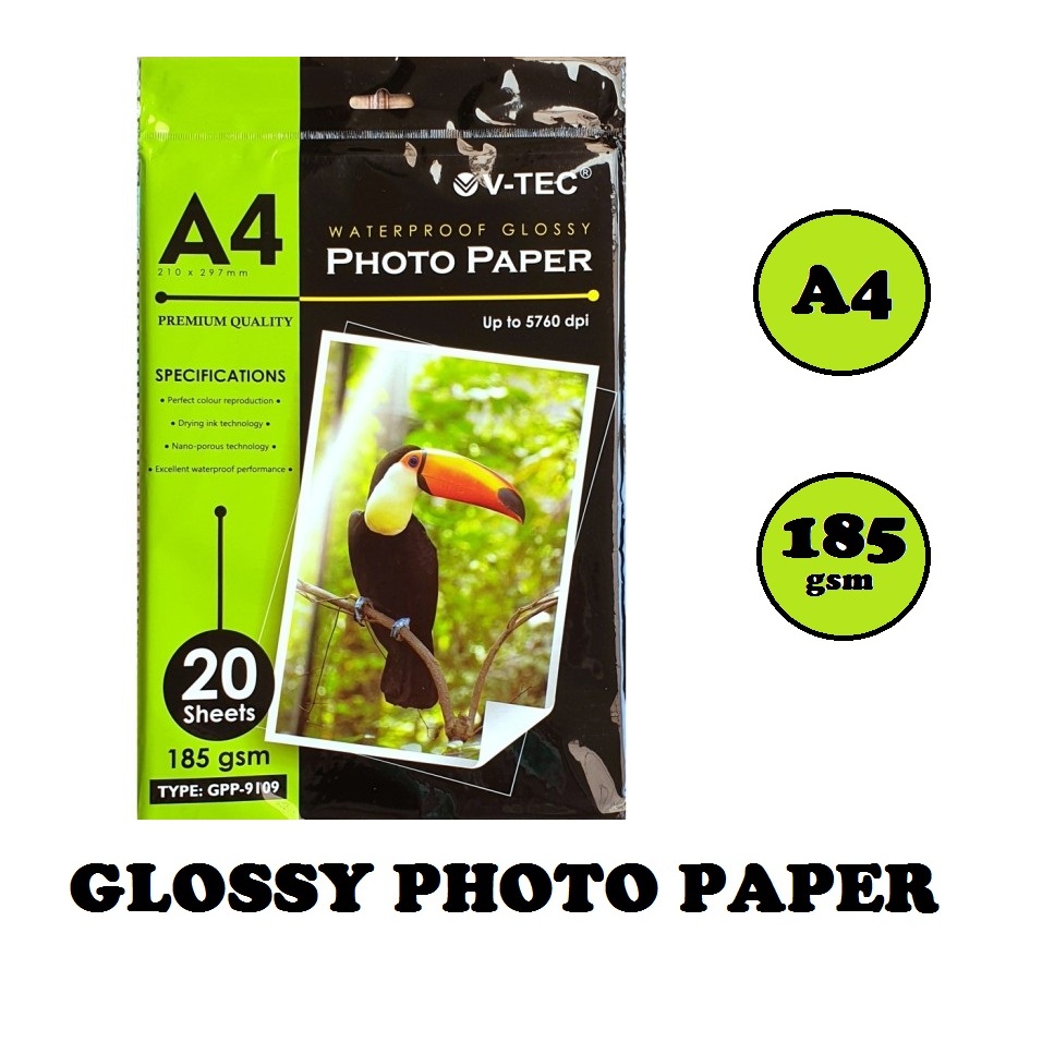Jual Kertas Foto Glossy/Glossy Photo Paper V-tec 185 gsm | Shopee Indonesia