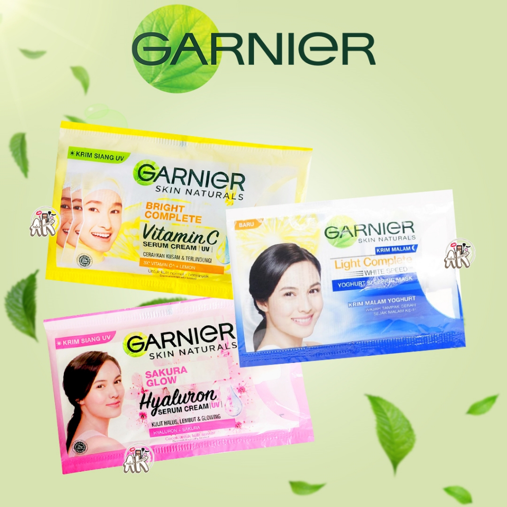Jual GARNIER SACHET BRIGHT COMPLETE / SAKURA GLOW DAY CREAM WHITENIG ...