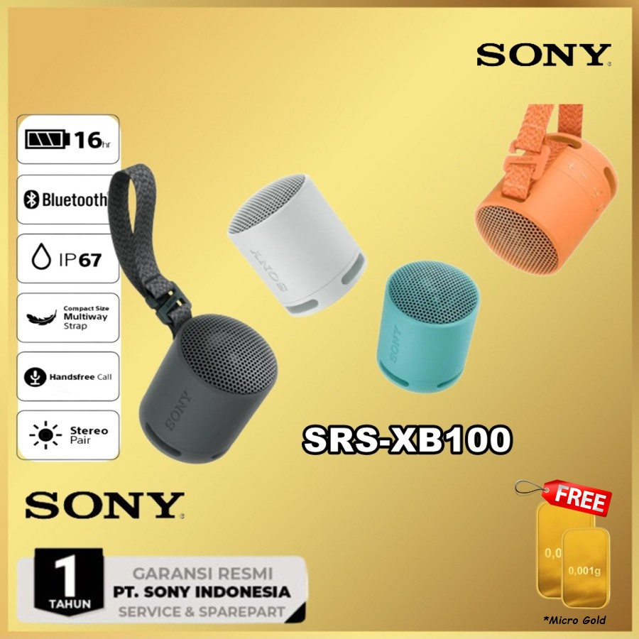 Jual Sony SRS-XB100 SRSXB100 XB 100 Portable Wireless Bluetooth Speaker ...
