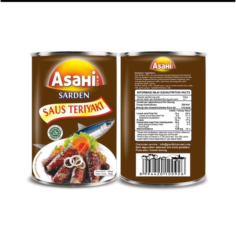 Jual Asahi ikan sarden dalam saus teriyaki 425g | Shopee Indonesia