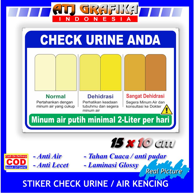 Jual Stiker new check urine tabel warna air kencing sticker control ...