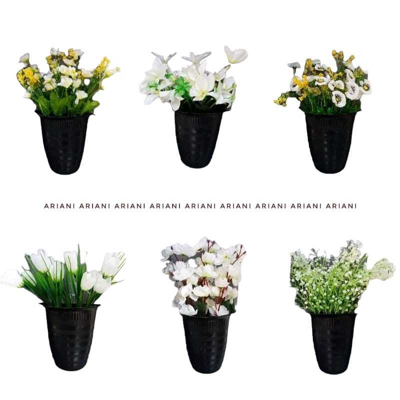 Jual BUNGA DAUN456 DENGAN POT DINDING HITAM ARTIFISIAL ARTIFICIAL ...