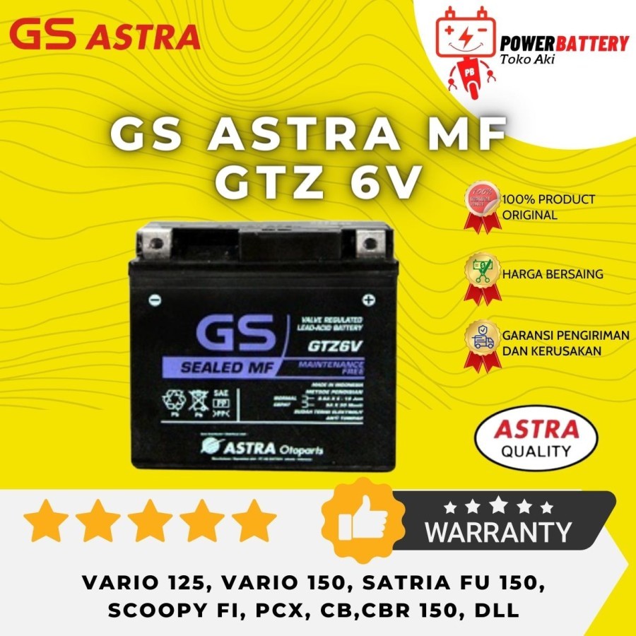 Jual Aki Motor GSAstra GS Astra Original GTZ6V GTZ 6V Grand Filano ...