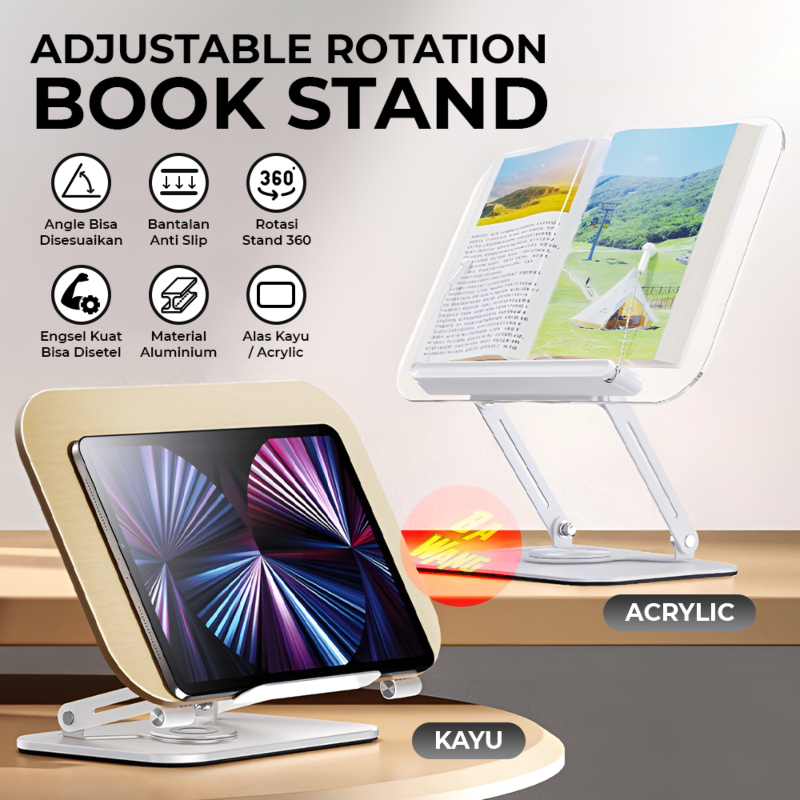 Jual Stand Standing Holder Dudukan Kayu Acrylic Buku Tablet Tab iPad ...