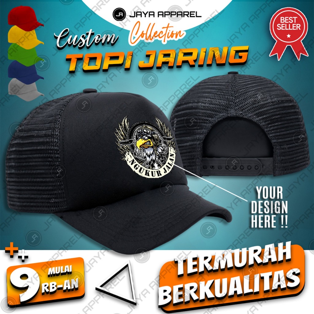 Jual Custom Topi Tracker Bebas Sablon-Sablon Topi Jaring-Sablon Full ...