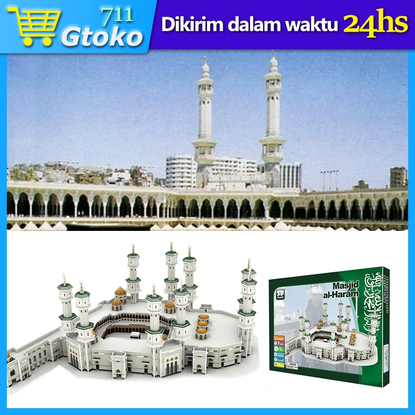 Jual Miniatur Puzzle 3D Masjid AL Nabawi Madinah & Haram Mekkah Mainan ...