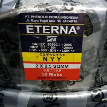 Jual ETERNA Kabel Listrik Kawat NYY 2x2,5 2x2.5mm 50 Meter 50M Kabel ...