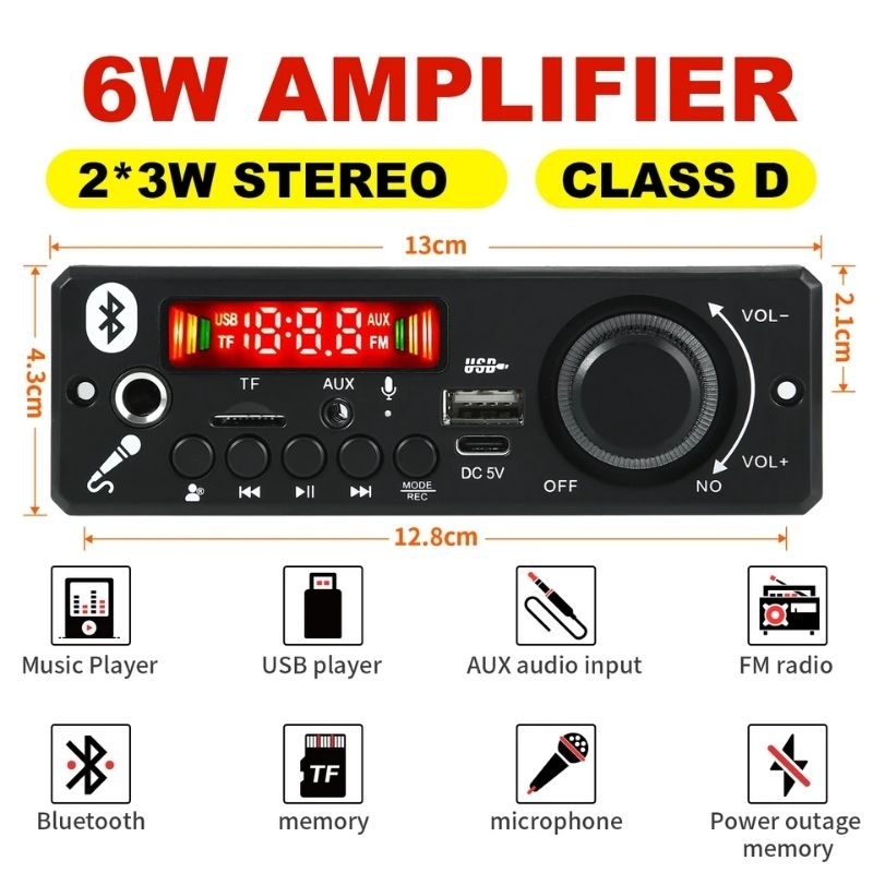 Jual Module MP3 Bluetooth 5.0 Amplifier 6 Watt MP3 Player | Shopee ...
