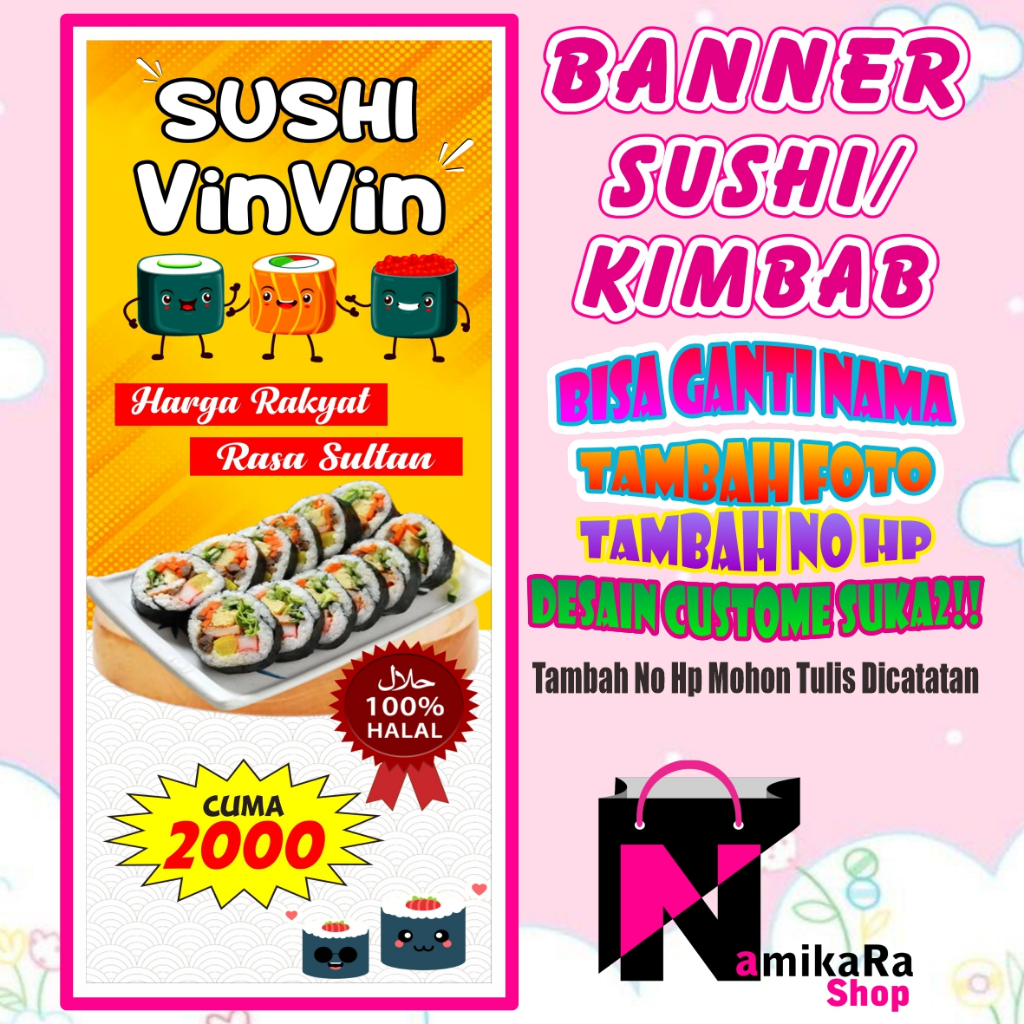 Jual Spanduk Banner Backdrop Kimbab / Banner Kimbab Sushi / Spanduk ...