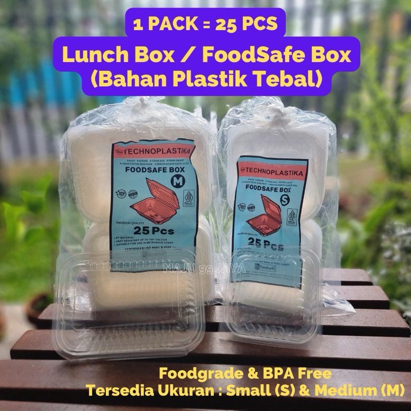 Jual (25 PCS) Lunch Box / FoodSafe Box / Food Pack Plastik Mika Tebal ...