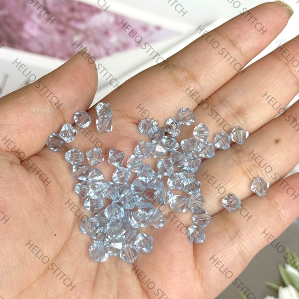 Jual [Pilih Warna] 10 gr Manik-manik Transparan bentuk Diamond Bicone 6 ...