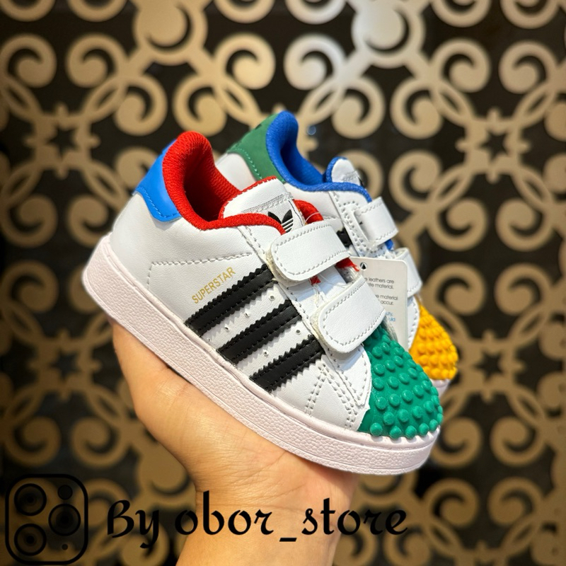Jual Sepatu Kids Adidas Lego superstar hijau kuning sepatu anak Velcro ...