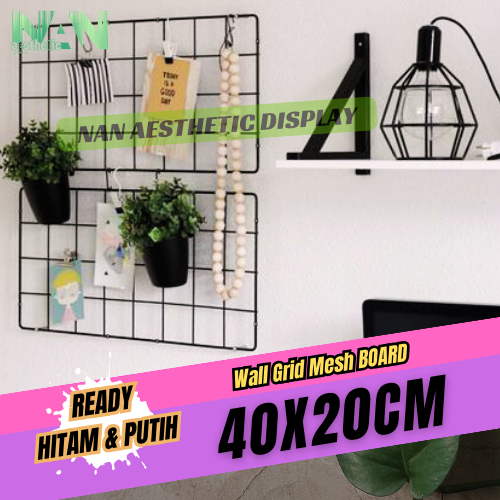 Jual WALL GRID 40X20cm mesh board panel hiasan dinding kawat ram besi ...