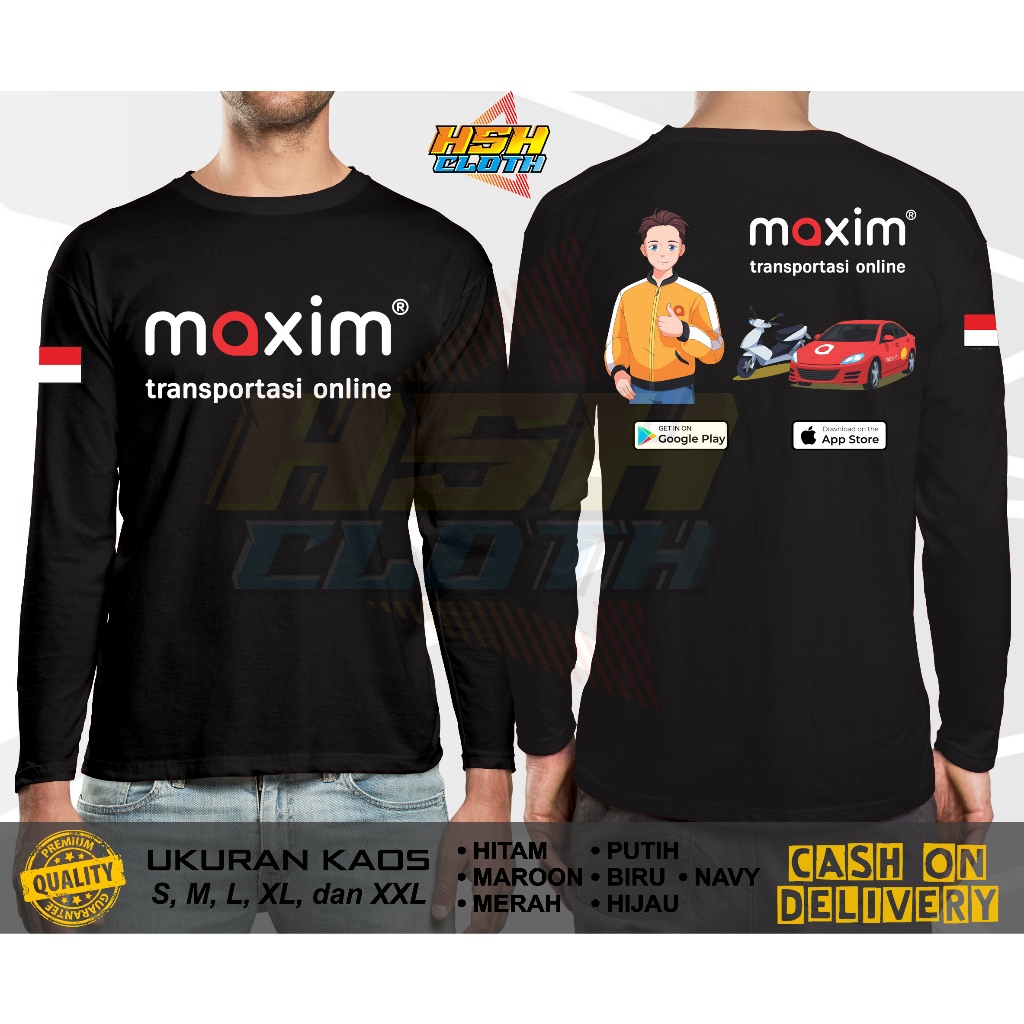 Jual Baju Kaos Distro Lengan Panjang Maxim Transportasi Online Bisa ...