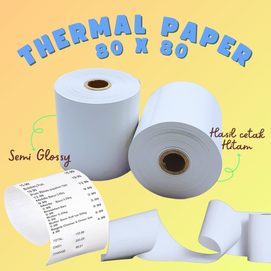 Jual Thermal Paper 80x80 / Kertas Thermal Roll Astron 80 x 80B | Shopee ...