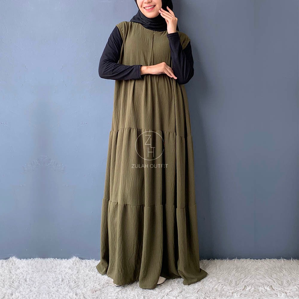 Jual ZLH Jinie Overall - Gamis Inner Outer Dress Wanita Rempel Susun ...