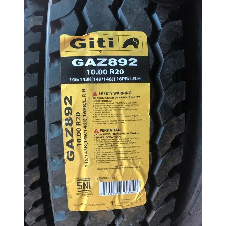 Jual Ban Truk GITI 1000x20 GAZ892 1000-20 1000R20 set ban luar, ban ...