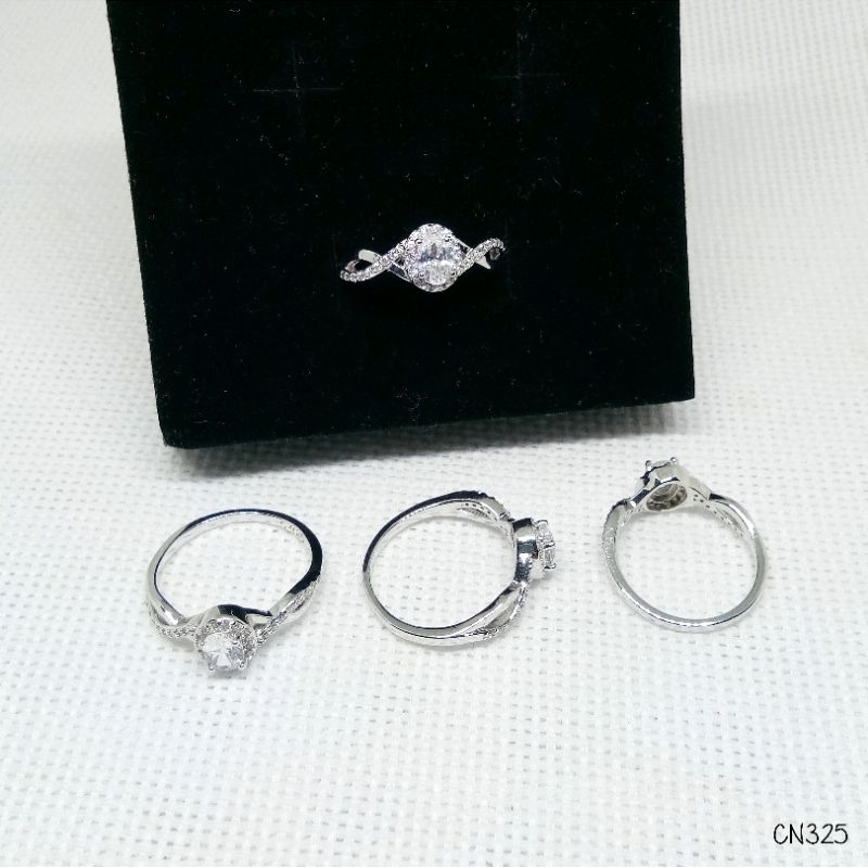 Jual Cincin Solitare Oval Wavy Dewasa Perak 925 Lapis Mas Putih - CN325 ...
