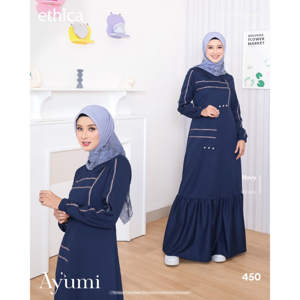 Jual Gamis Ethica Ayumi 450 Black, Khaki, Navy | Shopee Indonesia