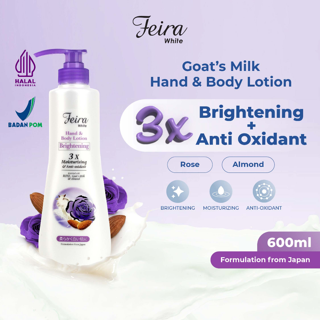 Jual FEIRA WHITE Goat's Milk ROSE - Hand & Body Lotion 600Ml 300ml ...